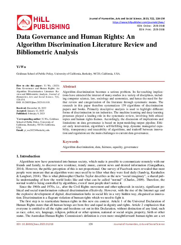 (PDF) Data Governance and Human Rights: An Algorithm Discrimination ...