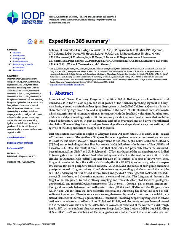 (PDF) Expedition 385 summary