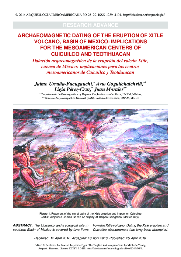 (PDF) Archaeomagnetic Dating Of The Eruption Of Xitle Volcano, Basin Of ...
