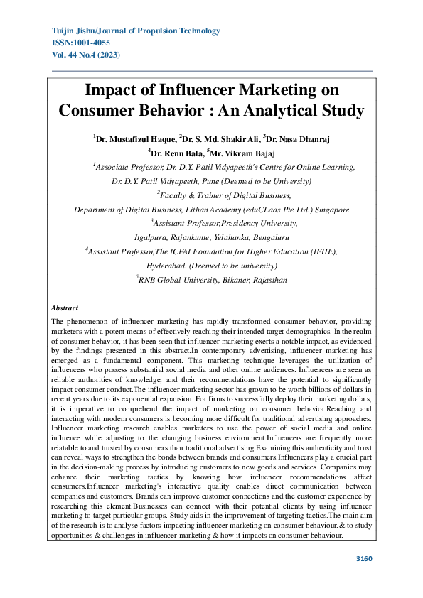 (PDF) Impact of Influencer Marketing on Consumer Behavior : An ...