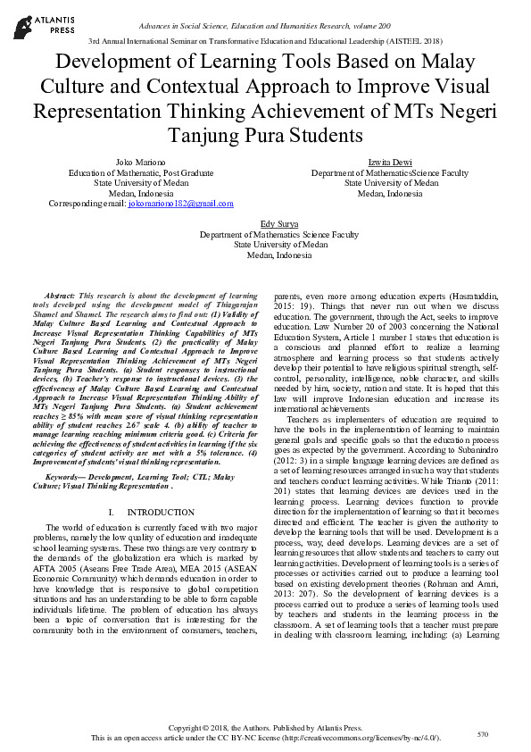 (PDF) Development of Learning Tools Based on Malay Culture and ...
