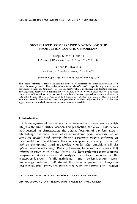 (PDF) Generalized comparative statics for the production-location problem