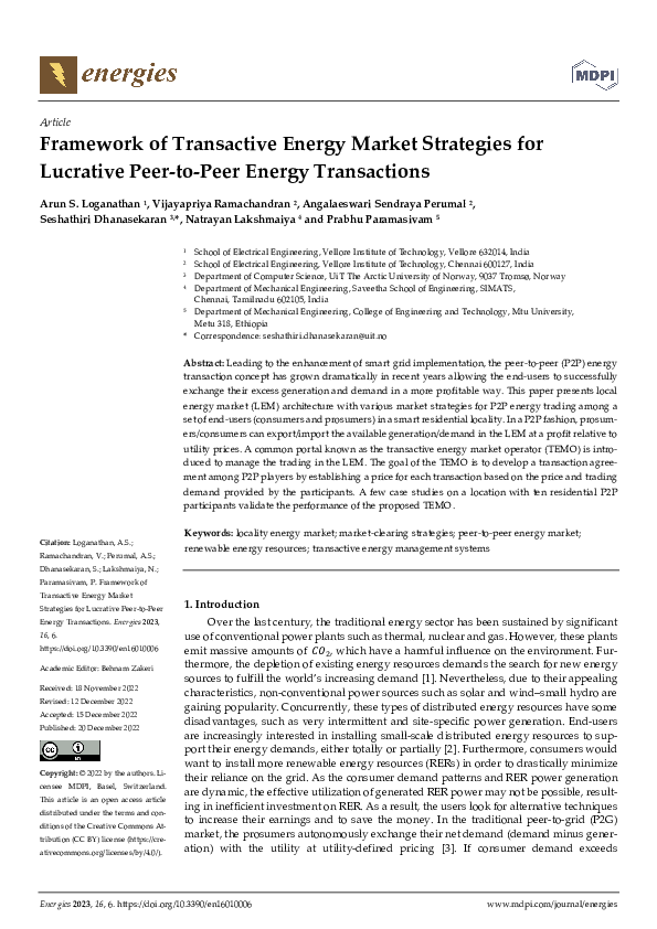 (PDF) Framework of Transactive Energy Market Strategies for Lucrative ...