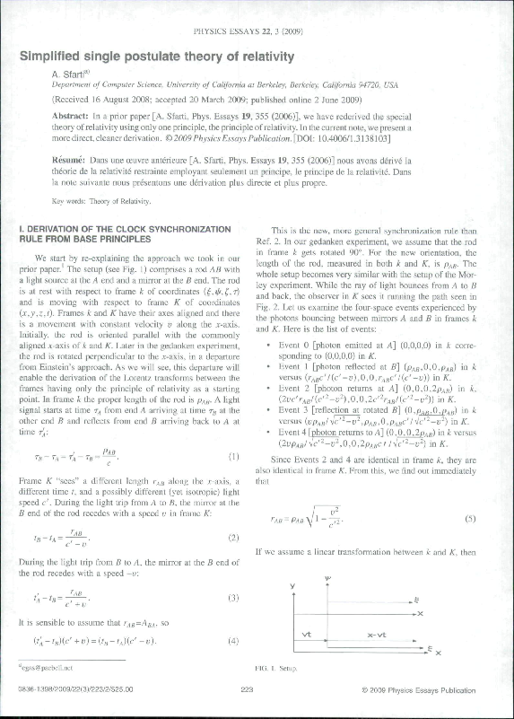 (PDF) Simplified single postulate theory of relativity