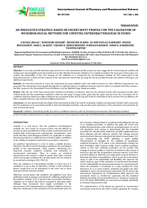 (PDF) AN INNOVATIVE STRATEGY BASED ON UNCERTAINTY PROFILE FOR THE ...