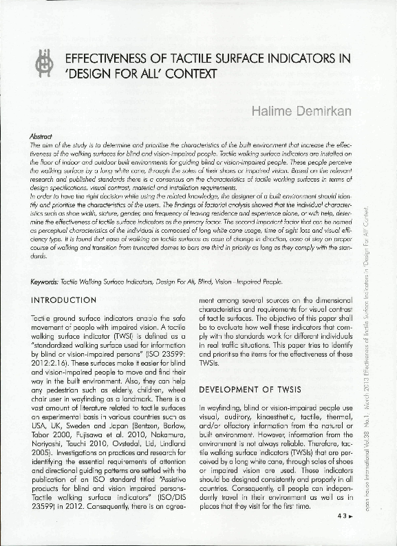 (PDF) Effectiveness of Tactile Surface Indicators in ‘Design For All ...