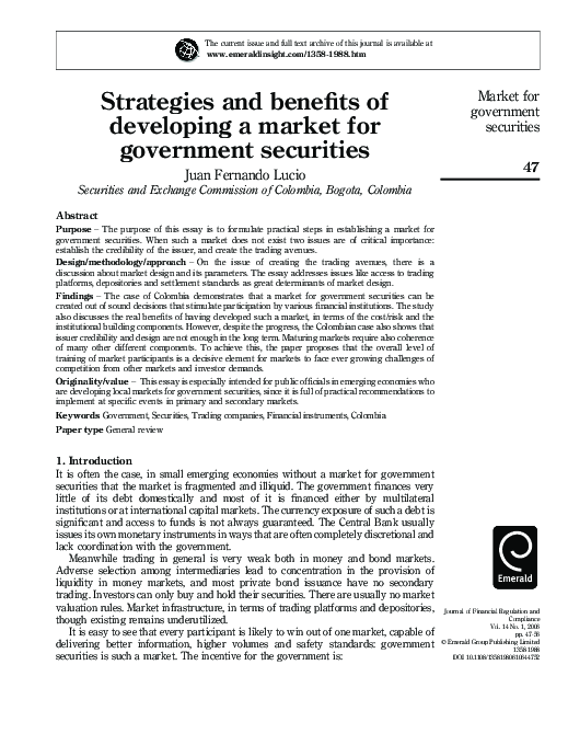 (PDF) Strategies and benefits of developing a market for government ...