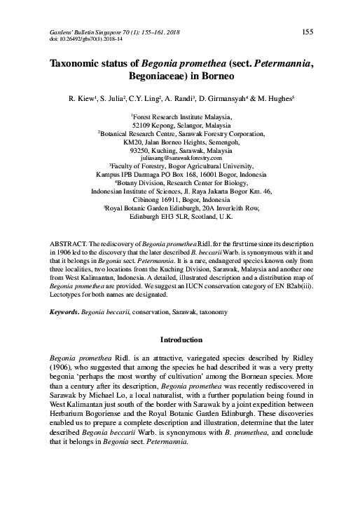 (PDF) Taxonomic status of Begonia promethea (sect. Petermannia ...