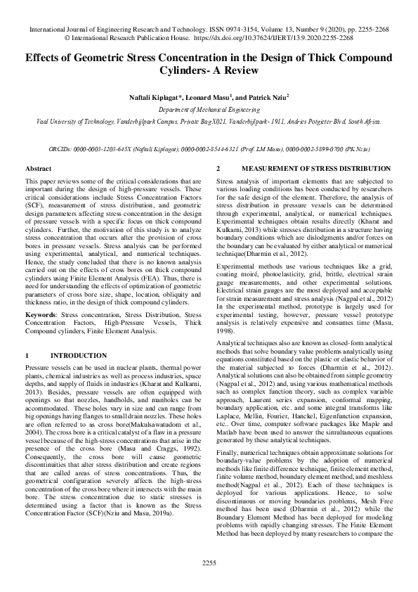 (PDF) Effects of Geometric Stress Concentration in the Design of Thick ...