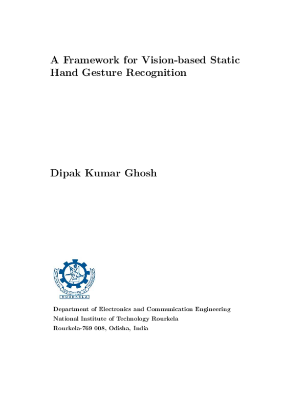 (PDF) A Framework for Vision-based Static Hand Gesture Recognition