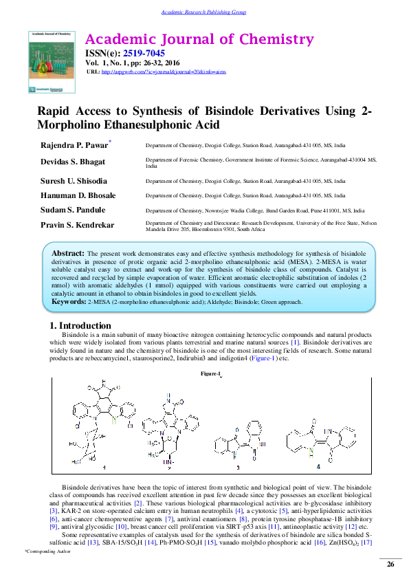 (PDF) Rapid Access to Synthesis of Bisindole Derivatives Using 2 ...