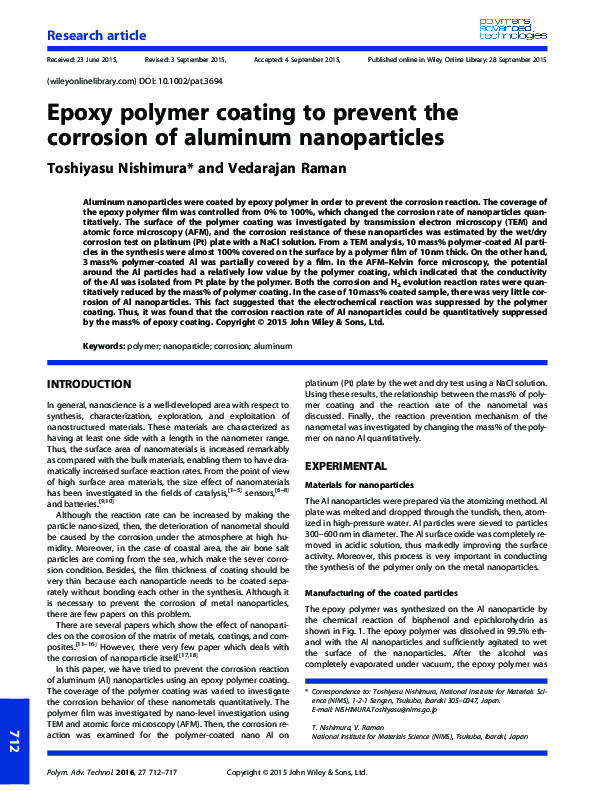(PDF) Epoxy polymer coating to prevent the corrosion of aluminum ...