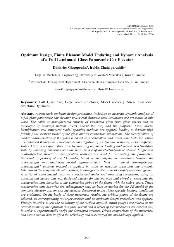 (PDF) Optimum Design, Finite Element Model Updating and Dynamic Analysis of a Full Laminated ...