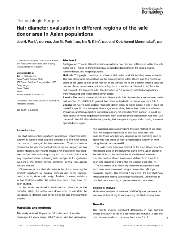 (PDF) Hair diameter evaluation in different regions of the safe donor ...