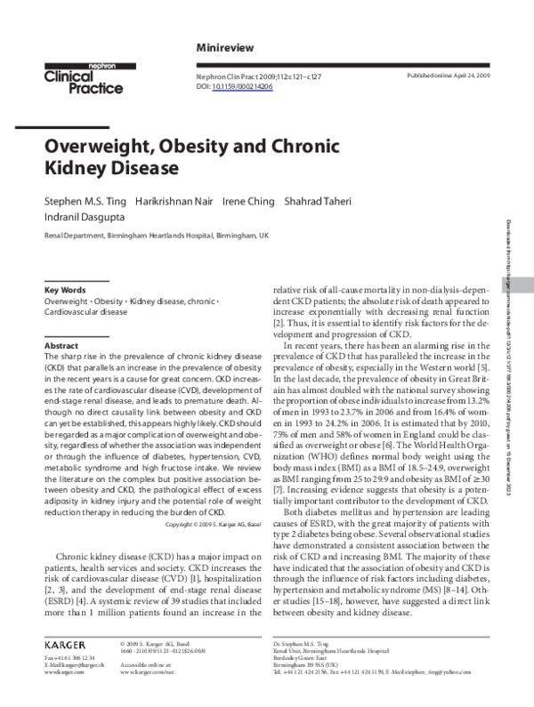 (PDF) Overweight, Obesity and Chronic Kidney Disease