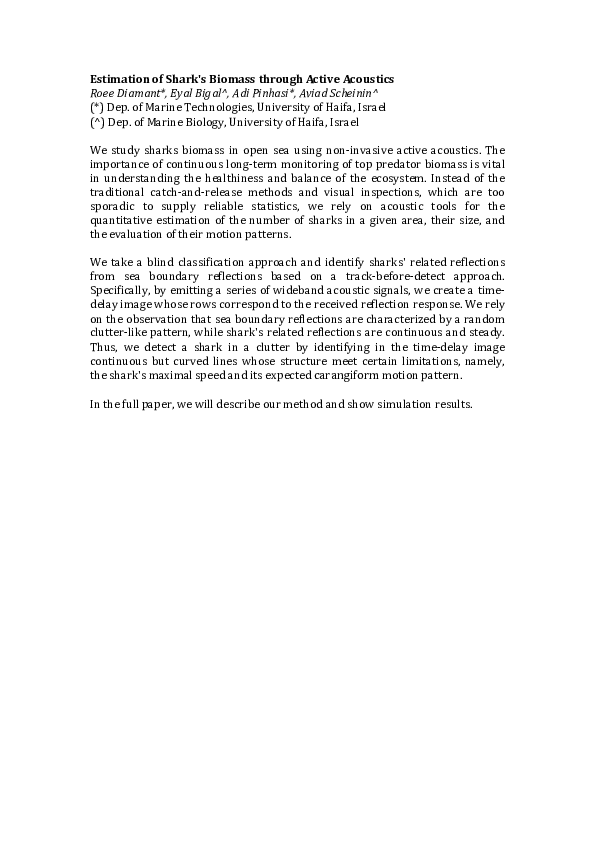 (PDF) Estimating Shark Biomass Using Active Acoustics