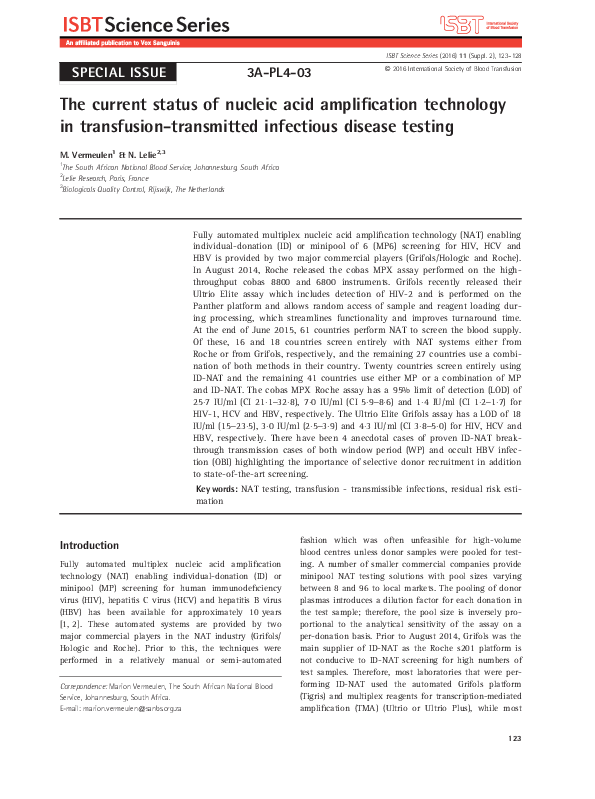 (PDF) The current status of nucleic acid amplification technology in ...