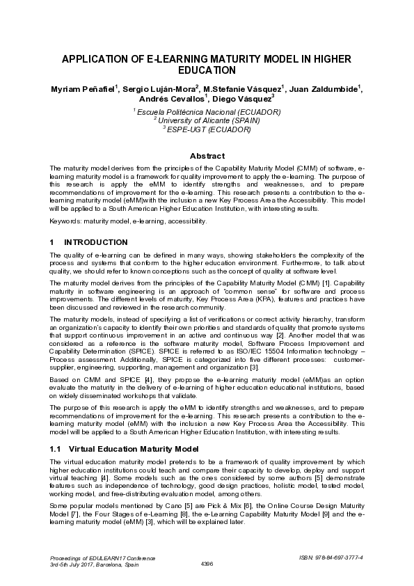 (PDF) Application of E-Learning Maturity Model in Higher Education