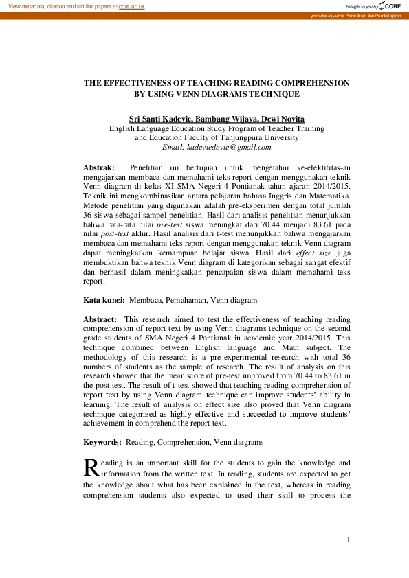 (PDF) The Effectiveness of Teaching Reading Comprehension by Using Venn ...