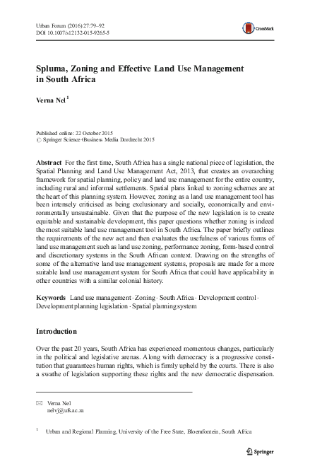 (PDF) Spluma, Zoning and Effective Land Use Management in South Africa