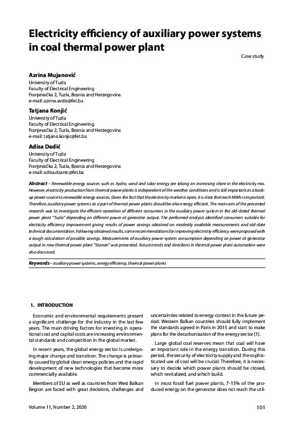 (PDF) Electricity efficiency of auxiliary power systems in coal thermal ...