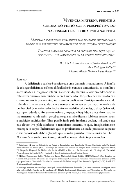 (PDF) Vivência materna frente à surdez do filho sob a perspectiva do ...