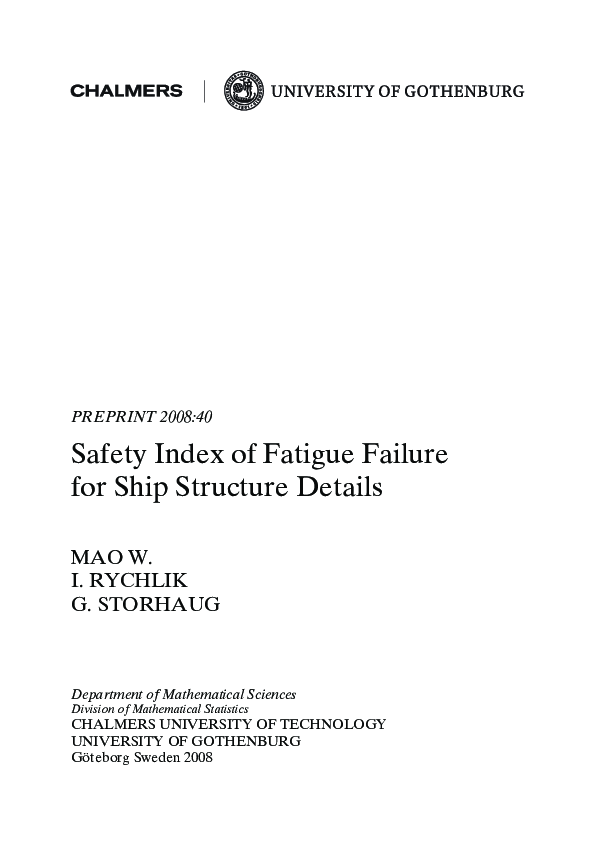 Safety Index of Fatigue Failure for Ship Structure Details