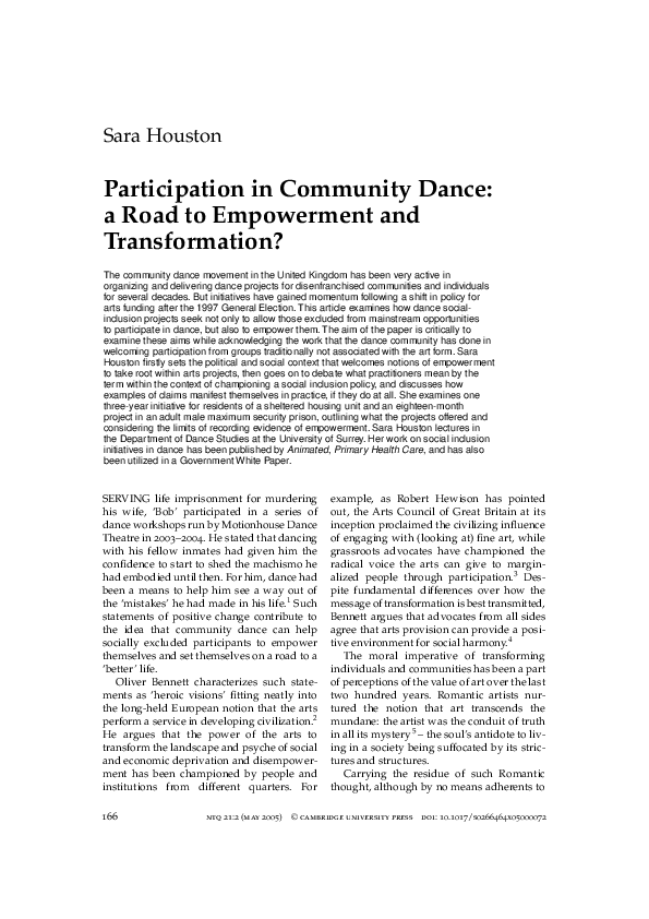 (PDF) Participation in Community Dance: a Road to Empowerment and ...