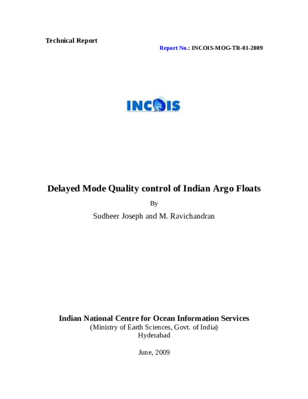 (PDF) Delayed Mode Quality control of Indian Argo floats | Sudheer Joseph - Academia.edu