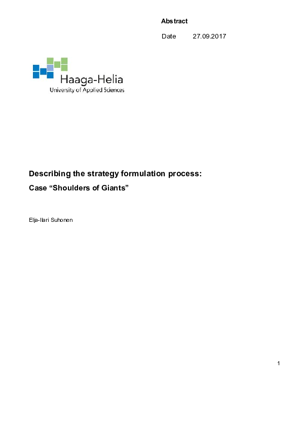 (PDF) Describing the strategy formulation process: Case “Shoulders of ...