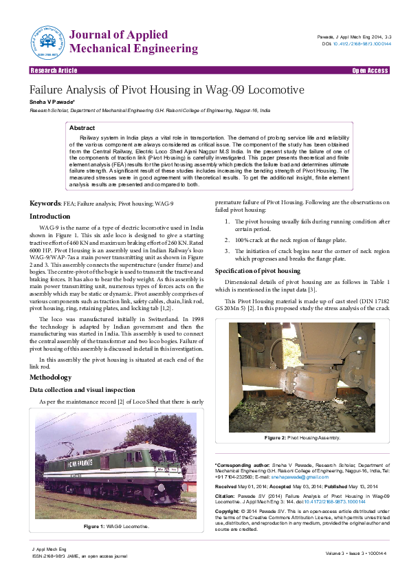 (PDF) Failure Analysis of Pivot Housing in Wag-09 Locomotive