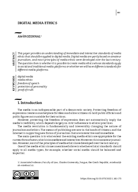 (PDF) Digital Media Ethics