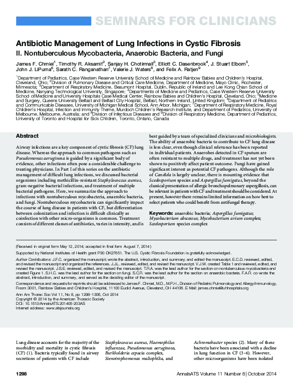 (PDF) Antibiotic Management of Lung Infections in Cystic Fibrosis. II ...