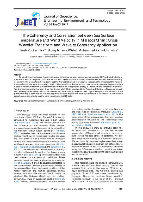 (PDF) The Coherency and Correlation between Sea Surface Temperature and ...