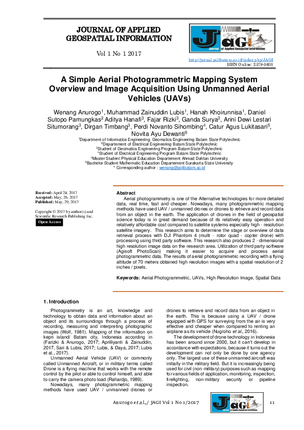 (PDF) A Simple Aerial Photogrammetric Mapping System Overview and Image ...