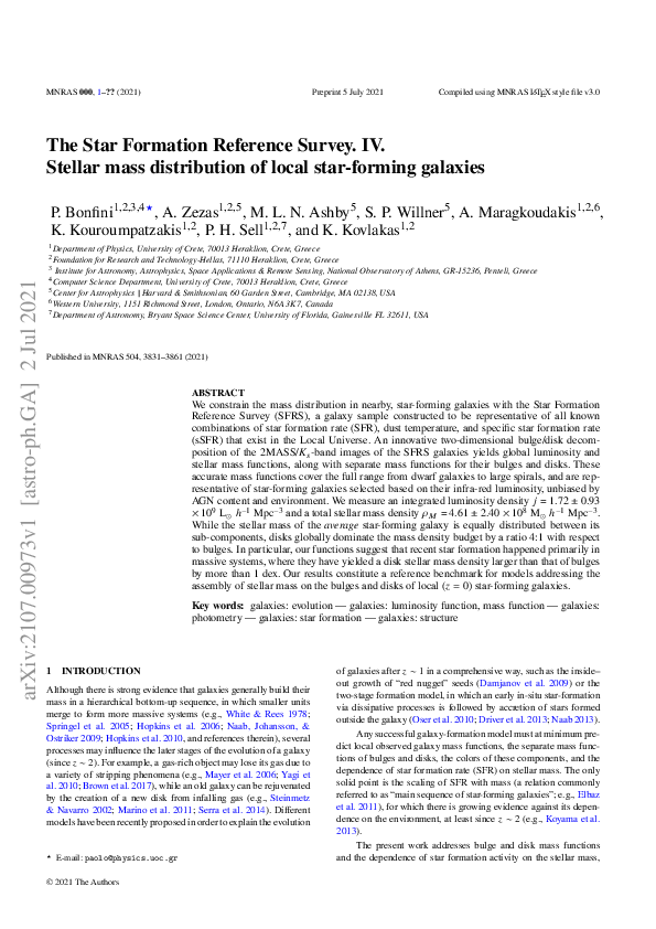 (PDF) The star formation reference survey – IV. Stellar mass ...