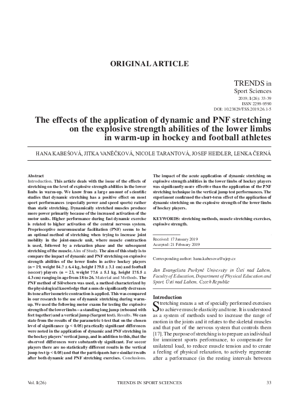 (PDF) The effects of the application of dynamic and PNF stretching on ...