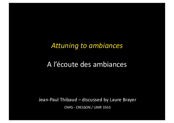 (PDF) Attuning to ambiances