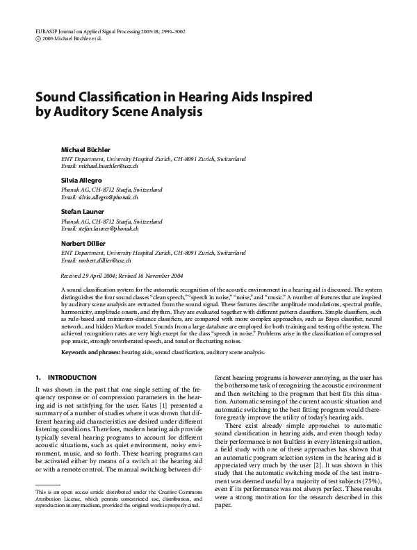 (PDF) Sound Classification in Hearing Aids Inspired by Auditory Scene ...