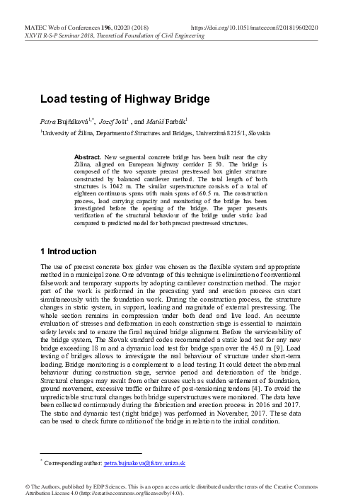 (PDF) Load testing of Highway Bridge