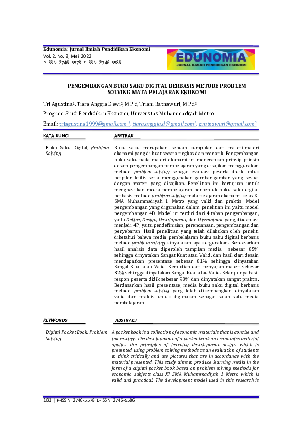 (PDF) Pengembangan Buku Saku Digital Berbasis Metode Problem Solving ...