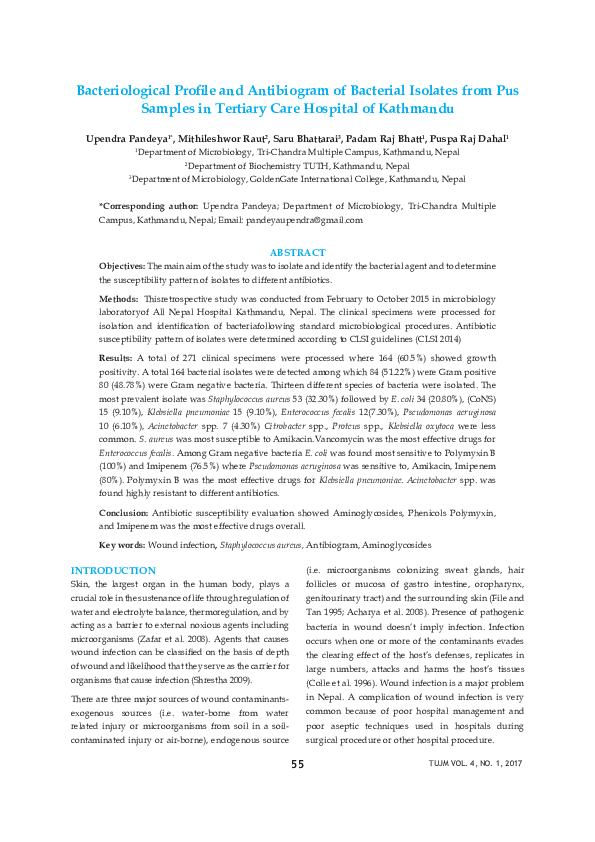 (PDF) Bacteriological Profile and Antibiogram of Bacterial Isolates ...