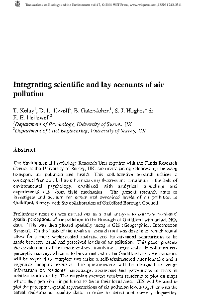 (PDF) Integrating scientific and lay accounts of air pollution