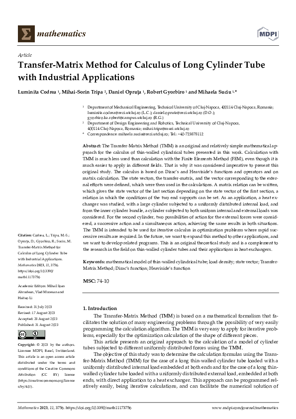 (PDF) Transfer-Matrix Method for Calculus of Long Cylinder Tube with ...