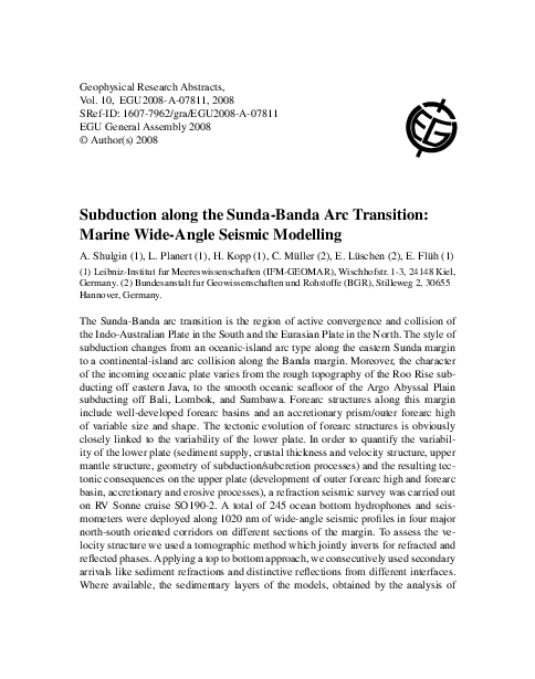 (PDF) Subduction along the Sunda-Banda Arc Transition: Marine Wide ...