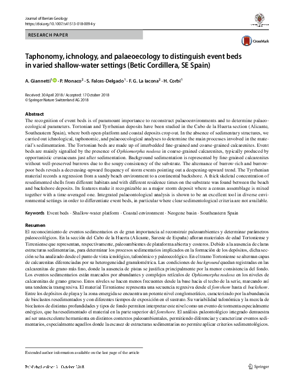 (PDF) Taphonomy, ichnology, and palaeoecology to distinguish event beds in varied shallow-water ...