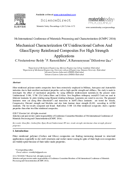 (PDF) Mechanical characterization of uni-directional carbon fiber reinforced polymer composite