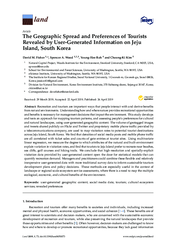 (PDF) The Geographic Spread and Preferences of Tourists Revealed by ...