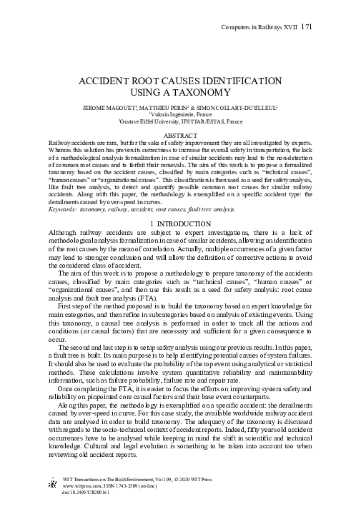 (PDF) Accident Root Causes Identification Using a Taxonomy | Jerome ...