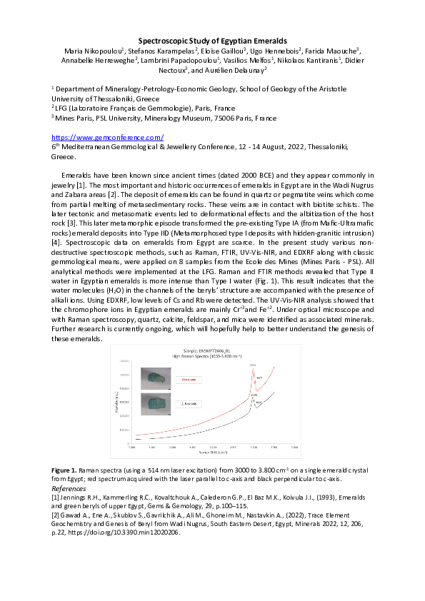 (PDF) Spectroscopic Study of Egyptian Emeralds
